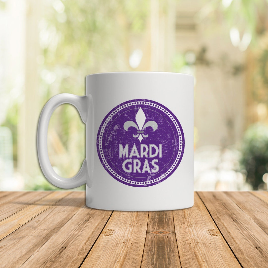 Mardi Gras Mug Fleur De Lis Coffee Mug Fun Gift Tea Mug for Mardi Gras ...