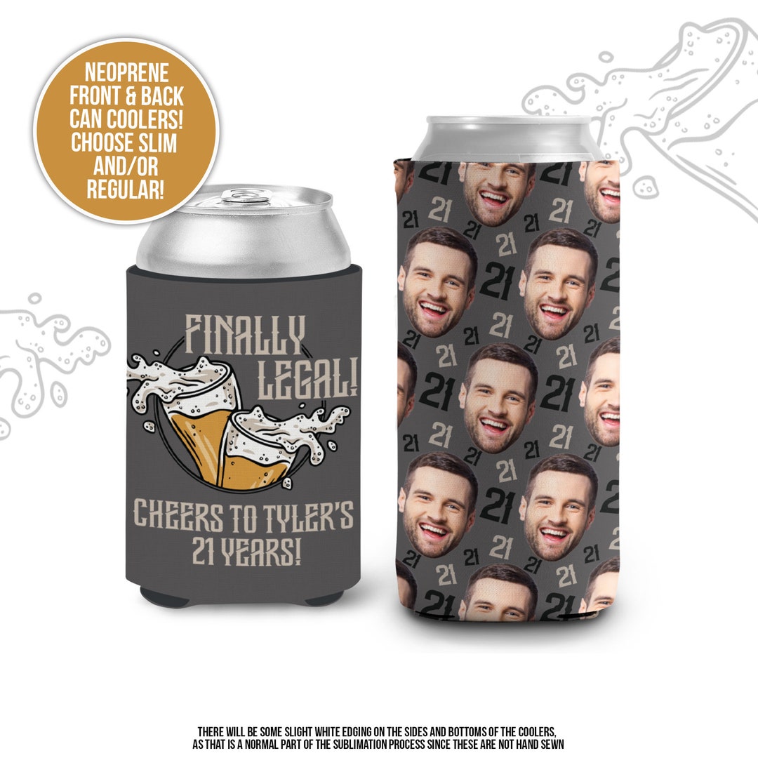 21st Birthday Slim or Regular Can Coolies | Finally Legal Personalized ...