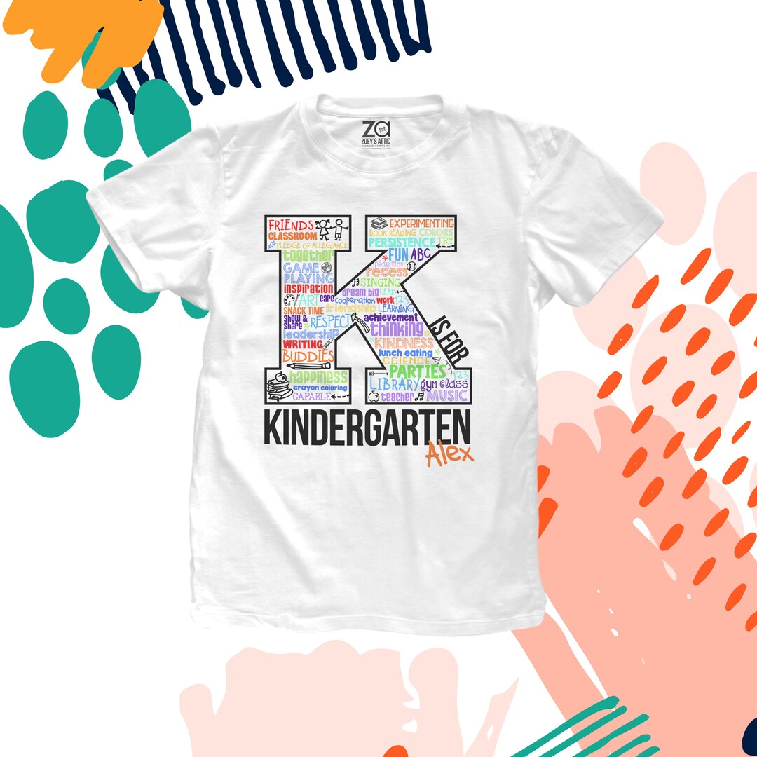 Kindergarten T-shirt Back to School Kindergarten Shirt Word Collage ...