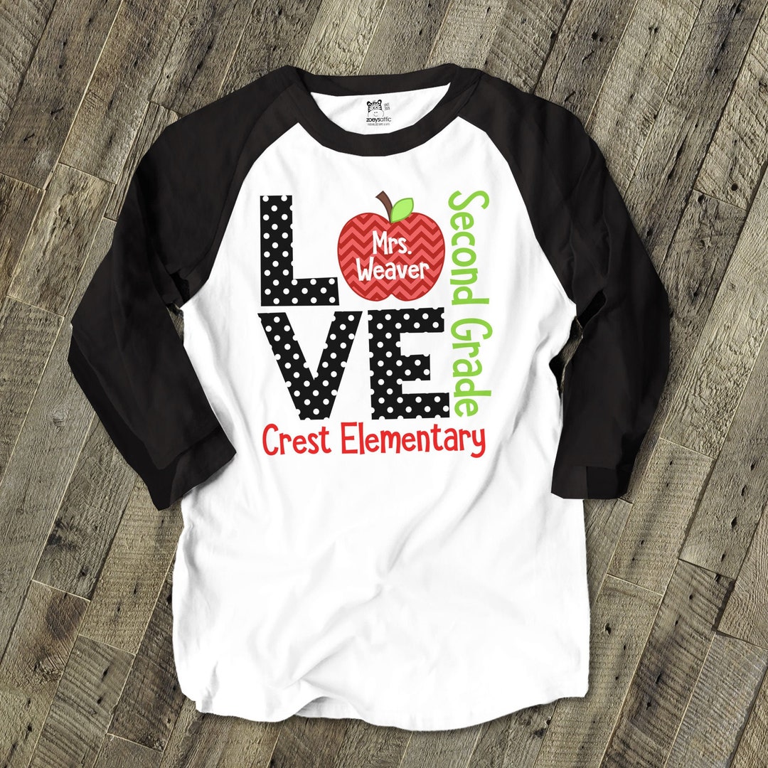 Teacher Shirt - Love School Personalized Raglan Shirt for Teachers ...