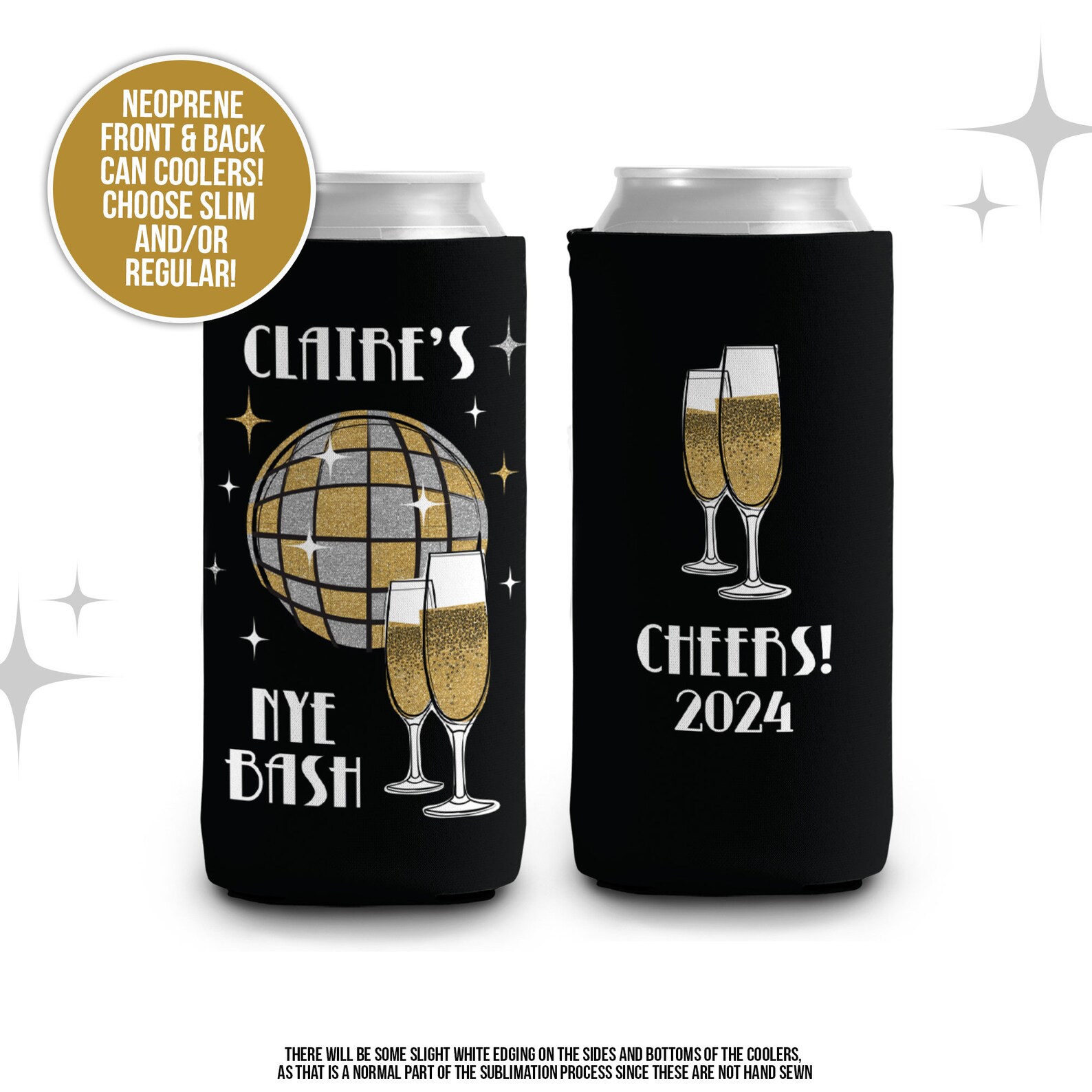 New Year's Eve Bash Can Coolies | NYE Party Beverage Insulators | New ...