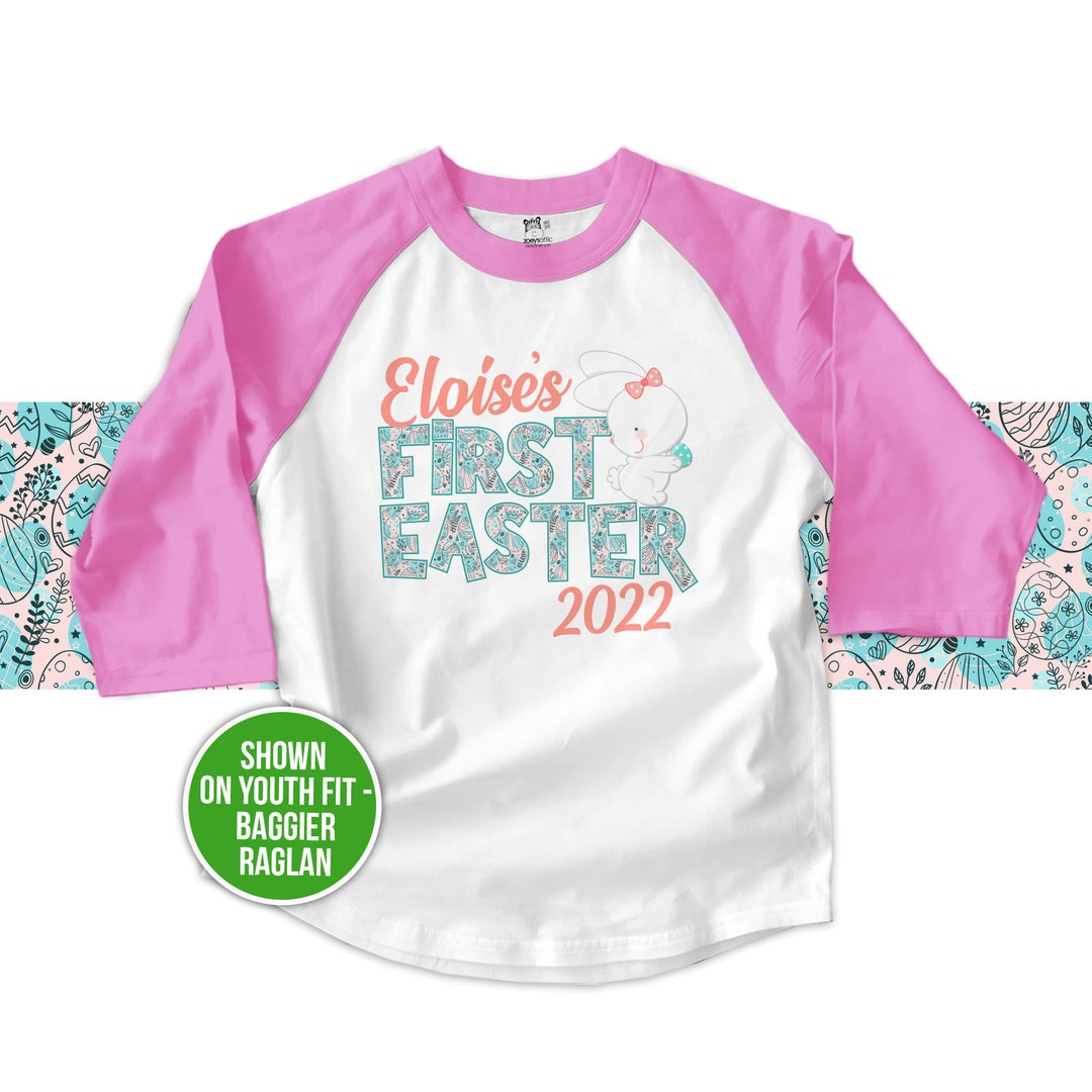 First Easter Shirt Bunny Personalized Raglan Shirt for Your Little Girl ...