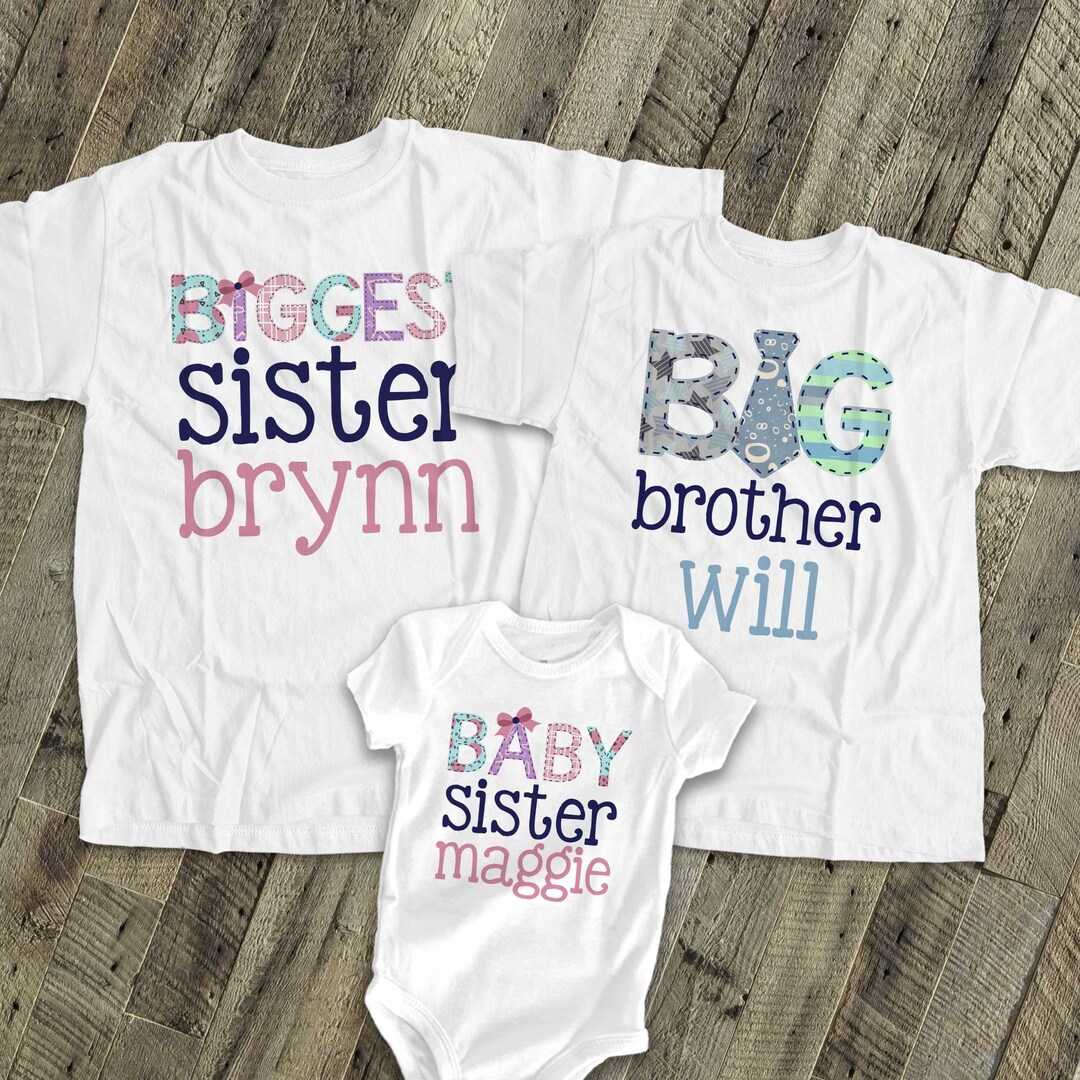 Matching Brother Sister Sibling Shirts Set of Three Matching Tie Design ...
