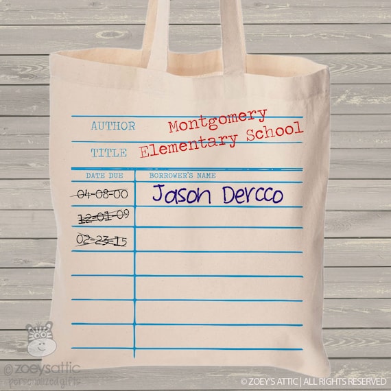 Library Book Return Card Personalized Tote Bag Choose Value - Etsy