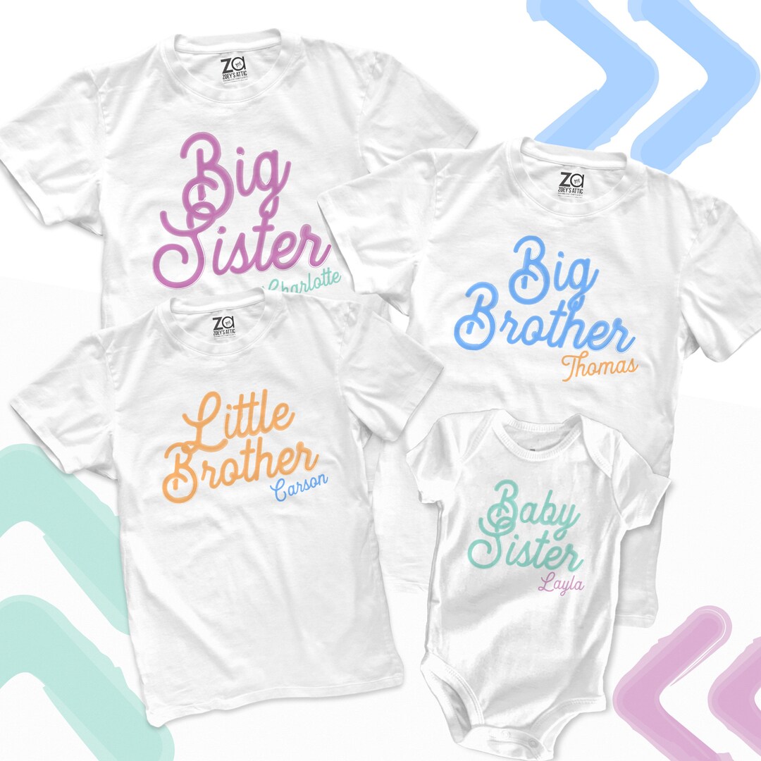 Matching Sibling Shirts - Sibling Set of FOUR Shirts Big Brother Big ...
