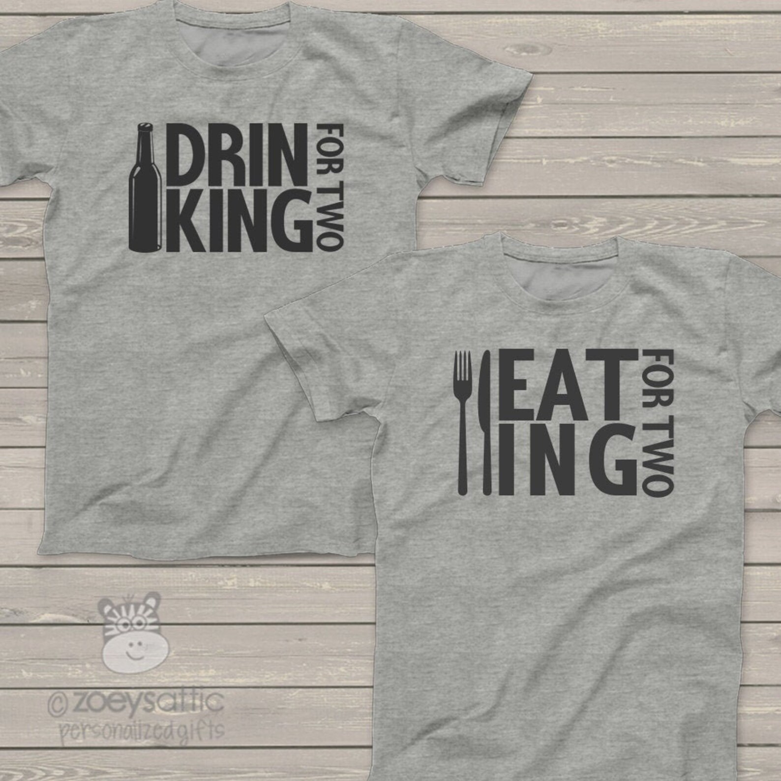 Drinking/eating for Two Shirt Set Pregnancy Announcement - Etsy