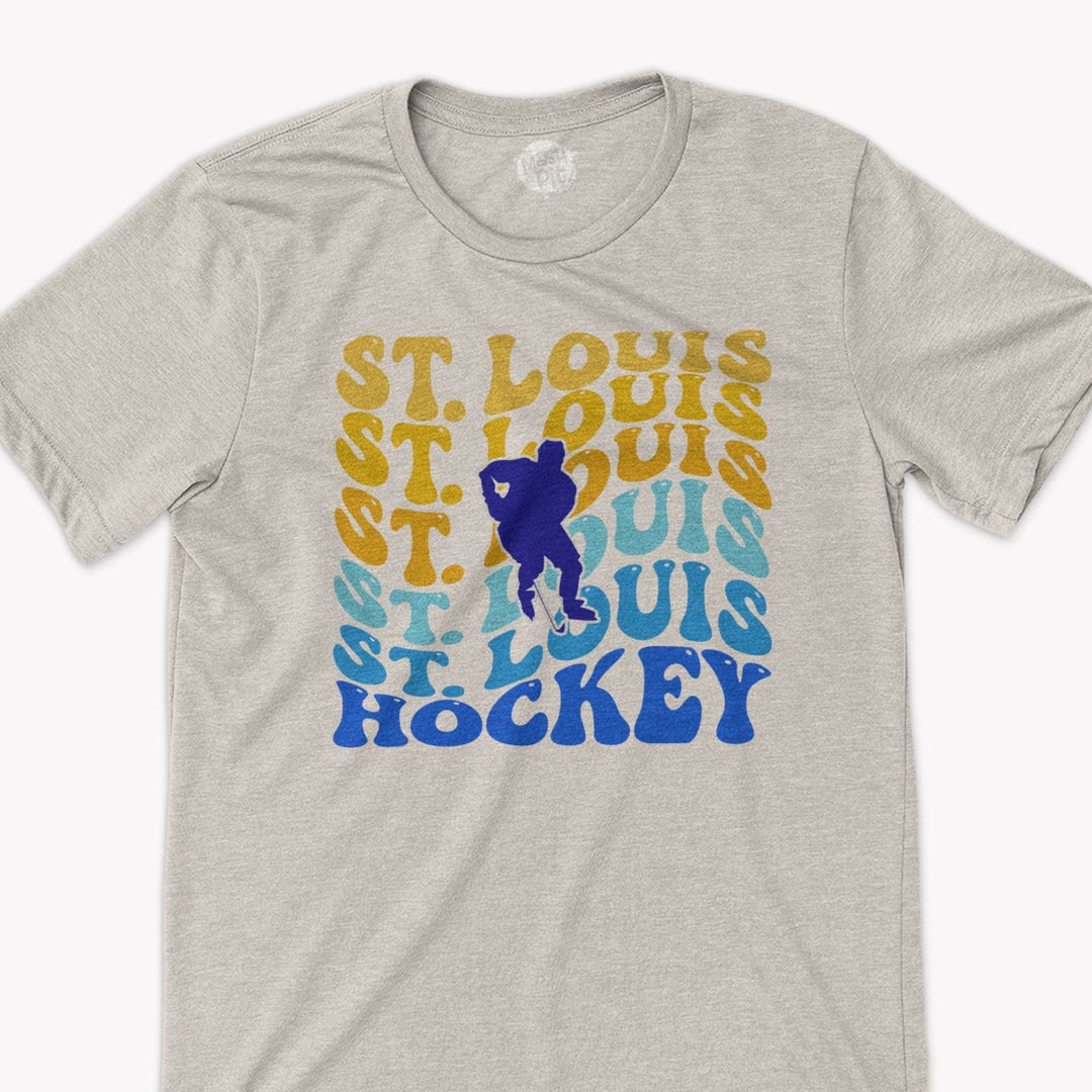 St Louis Hockey Shirt | Hockey St Louis Retro Wavy Text Unisex Adult ...