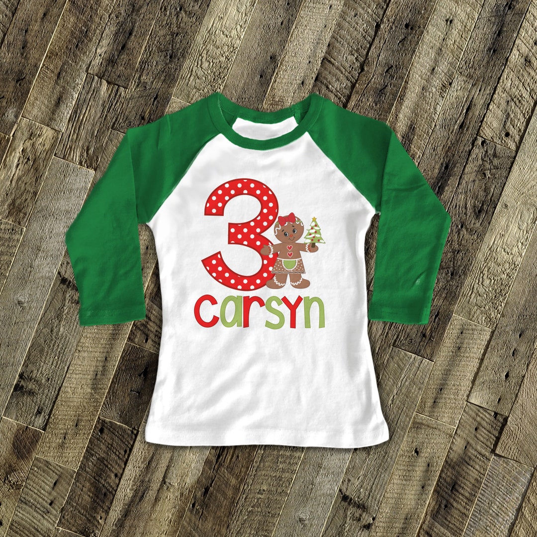 Birthday Girl Gingerbread Shirt Personalized Gingerbread Girl Raglan ...