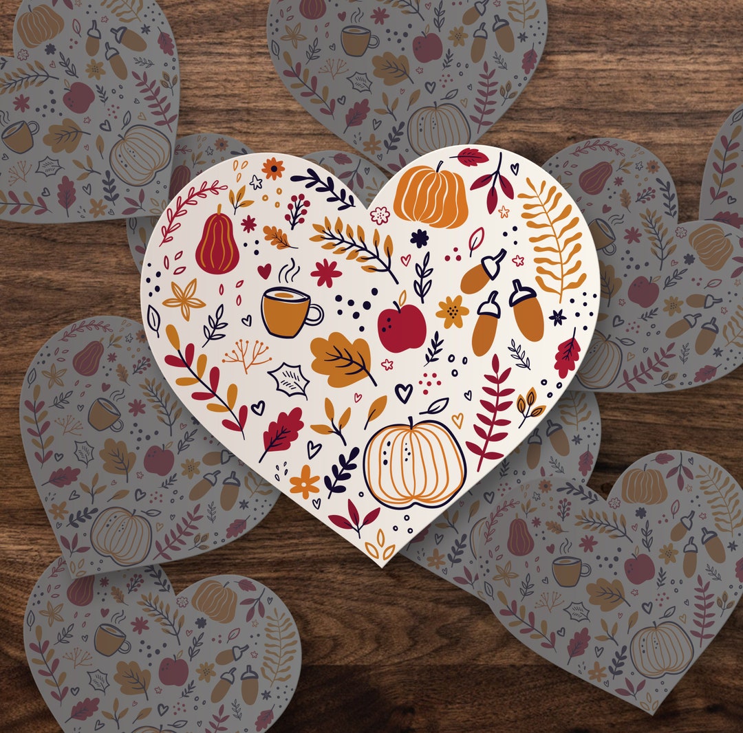 Sticker Vinyl Decal | Fall Heart Collage Sticker | Sweet Autumn Heart ...