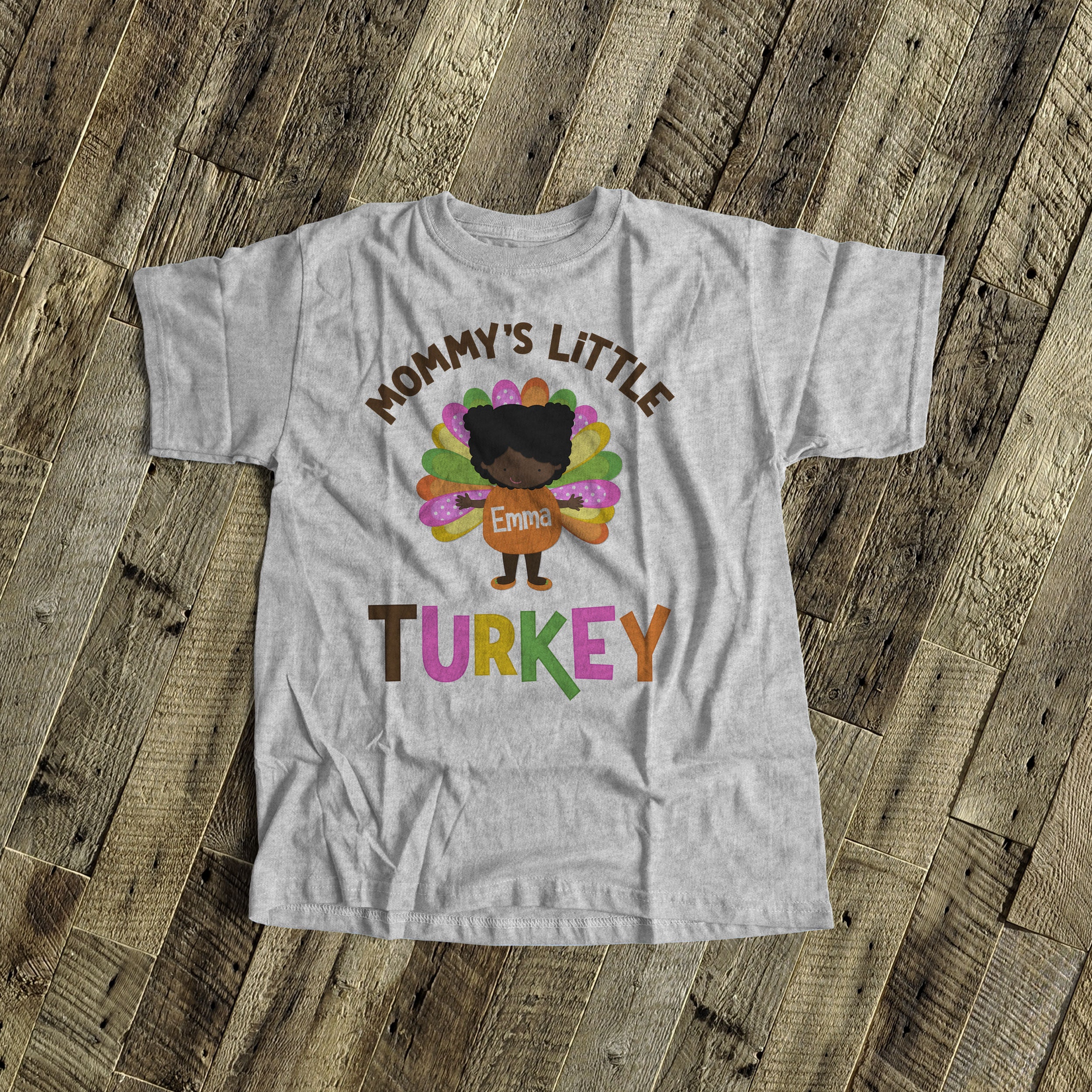 Girls Turkey Thanksgiving Shirt - Mommy's Little Turkey Adorable ...