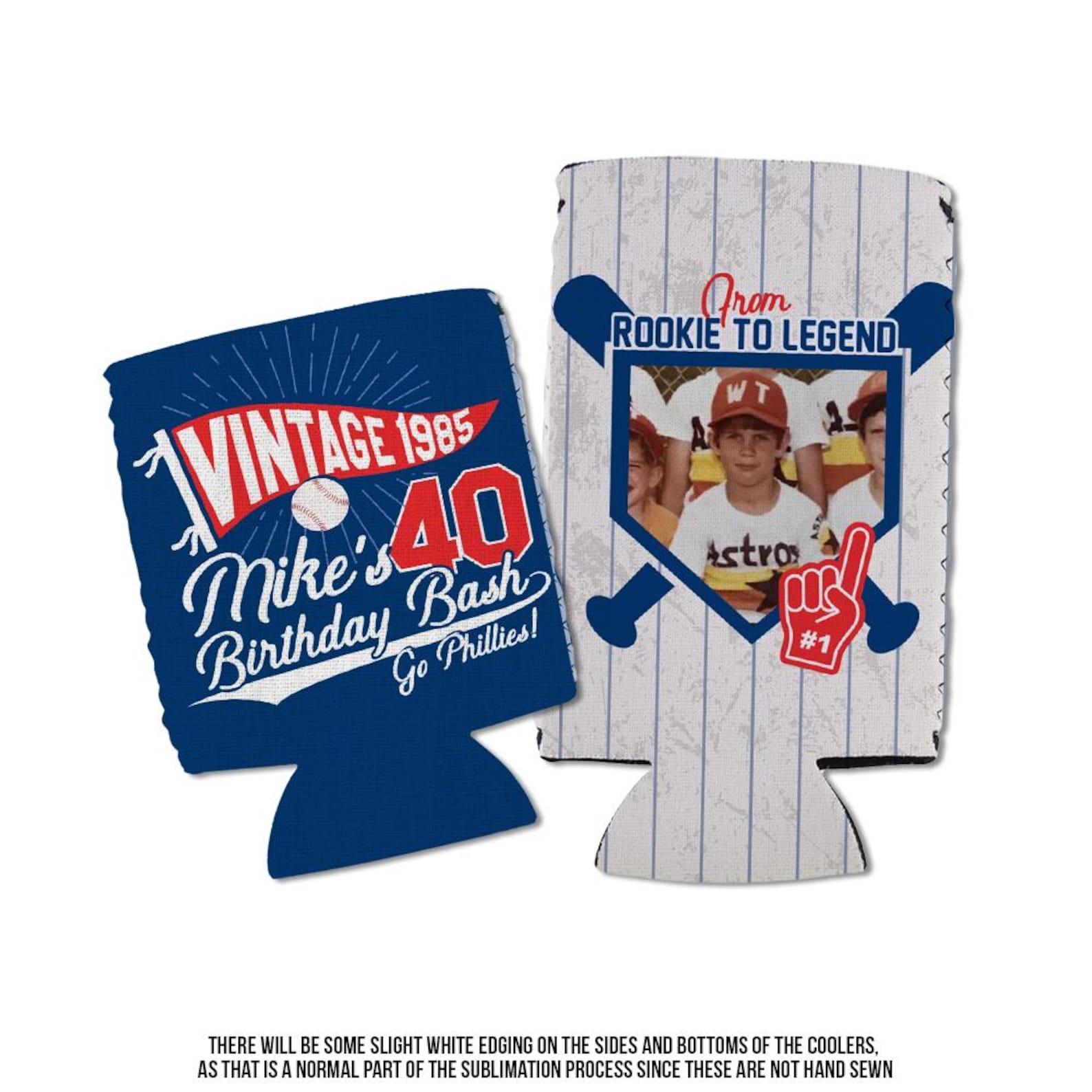 Personalized Baseball Birthday Can Cooler - 40th, 50th, 60th Little ...