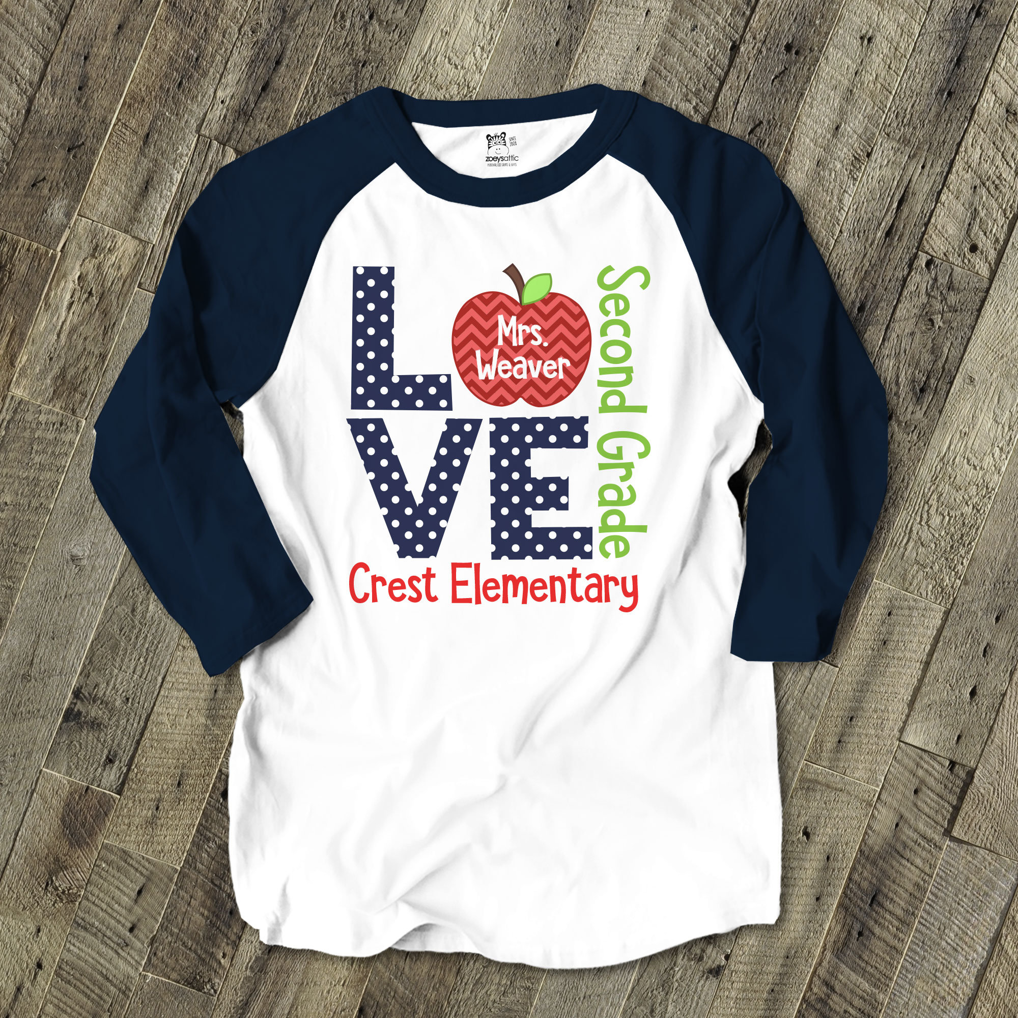 Teacher shirt love school personalized raglan shirt for | Etsy