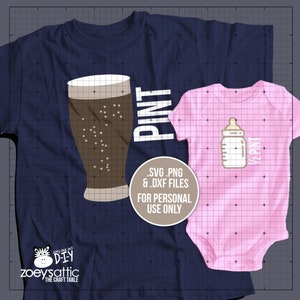 Father's Day Svg Pint Half Pint Set .svg .png Digital File for PERSONAL ...