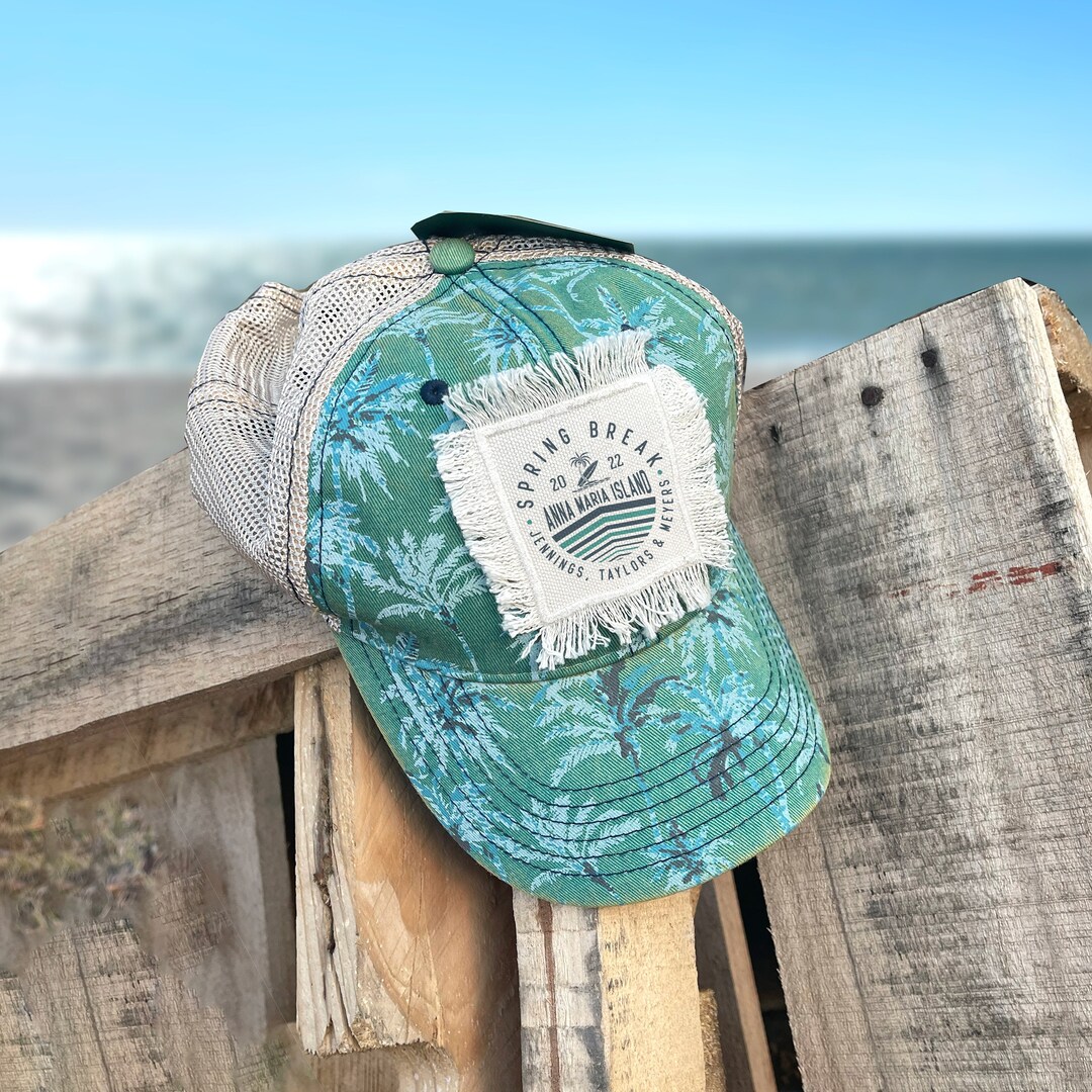 Beach Hat Spring Break Hat Palm Tree Hat Personalized Spring Break Hats ...