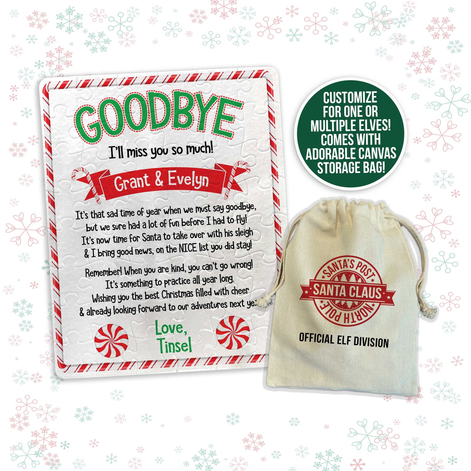 Elf Goodbye Puzzle Fun Elf I'll Miss You so Much Elf - Etsy