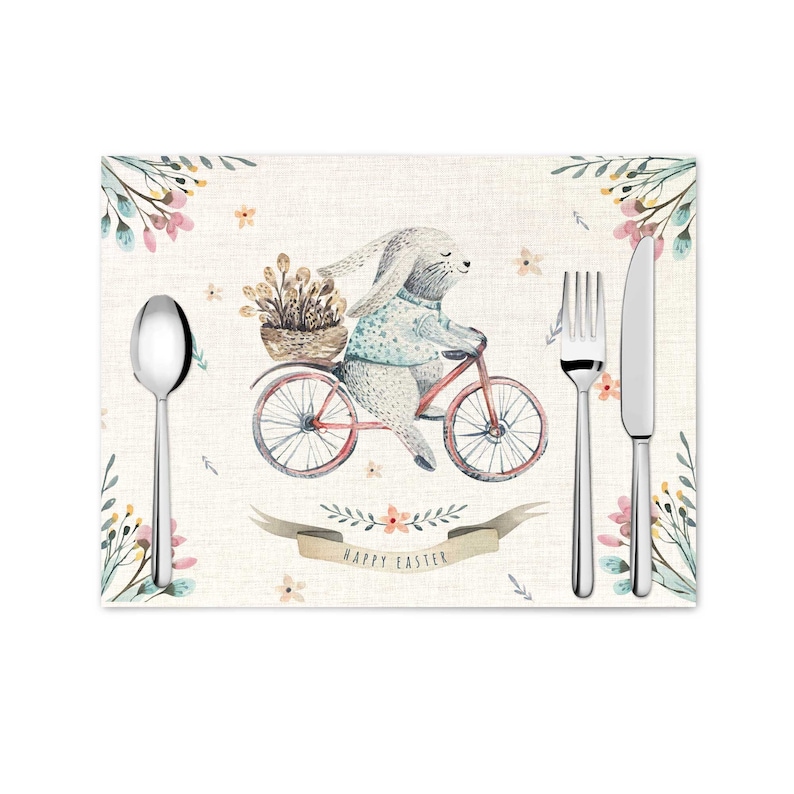 Easter Placemat Easter Decor Adorable Watercolor Easter Bunny Placemats ...