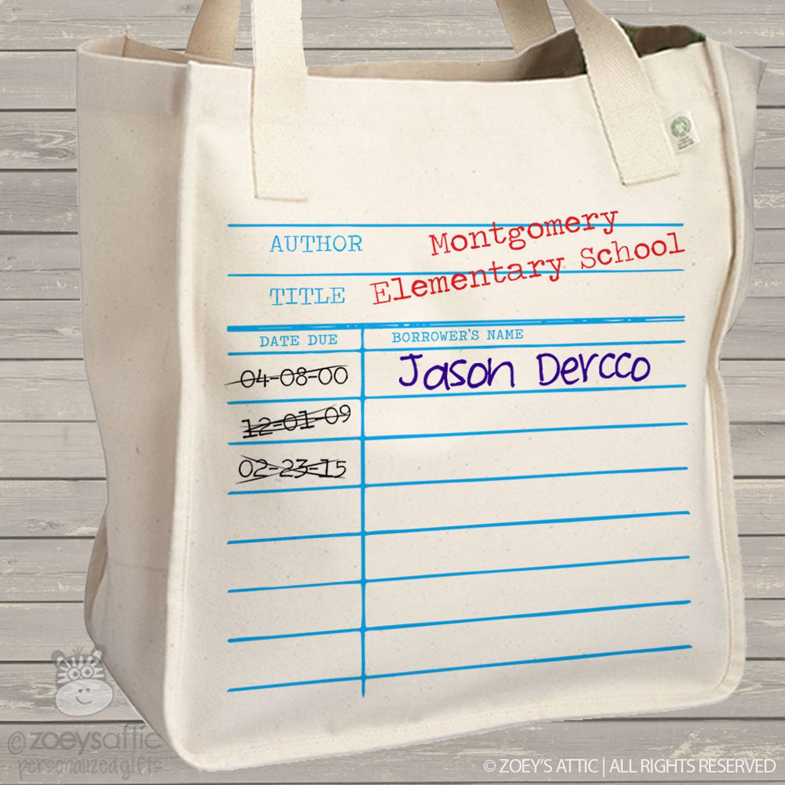 Library Book Return Card Personalized Tote Bag Choose Value - Etsy