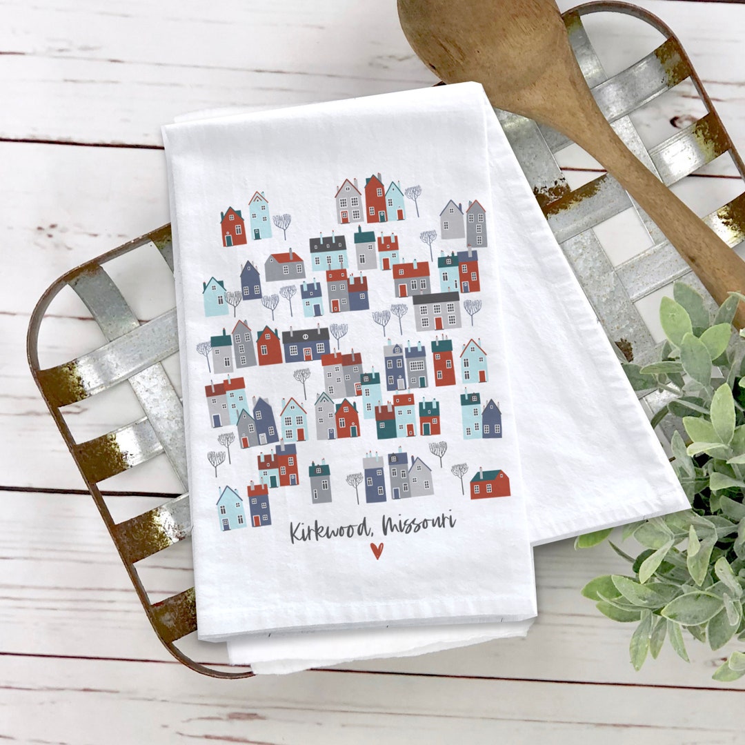 Holiday Tea Towel | Christmas Hometown Village Kitchen Dish Towel ...