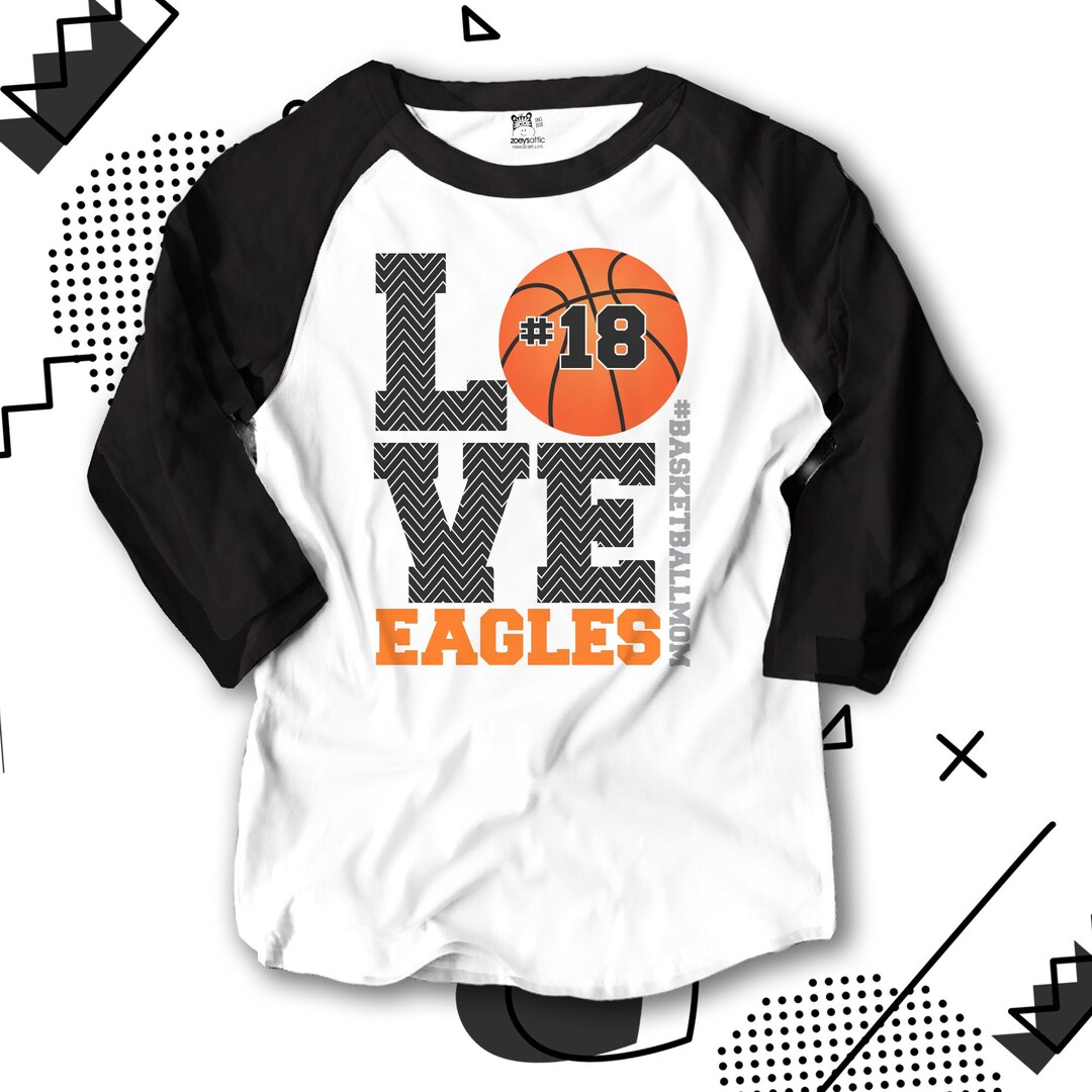 Basketball Mom Chevron LOVE Three Quarter Sleeve ADULT Raglan Baseball ...