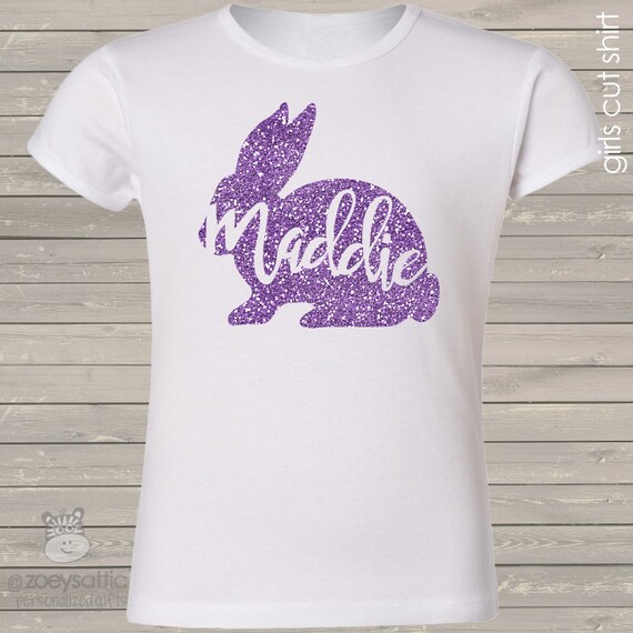 Easter girls personalized shirt Easter bunny glitter shirt | Etsy
