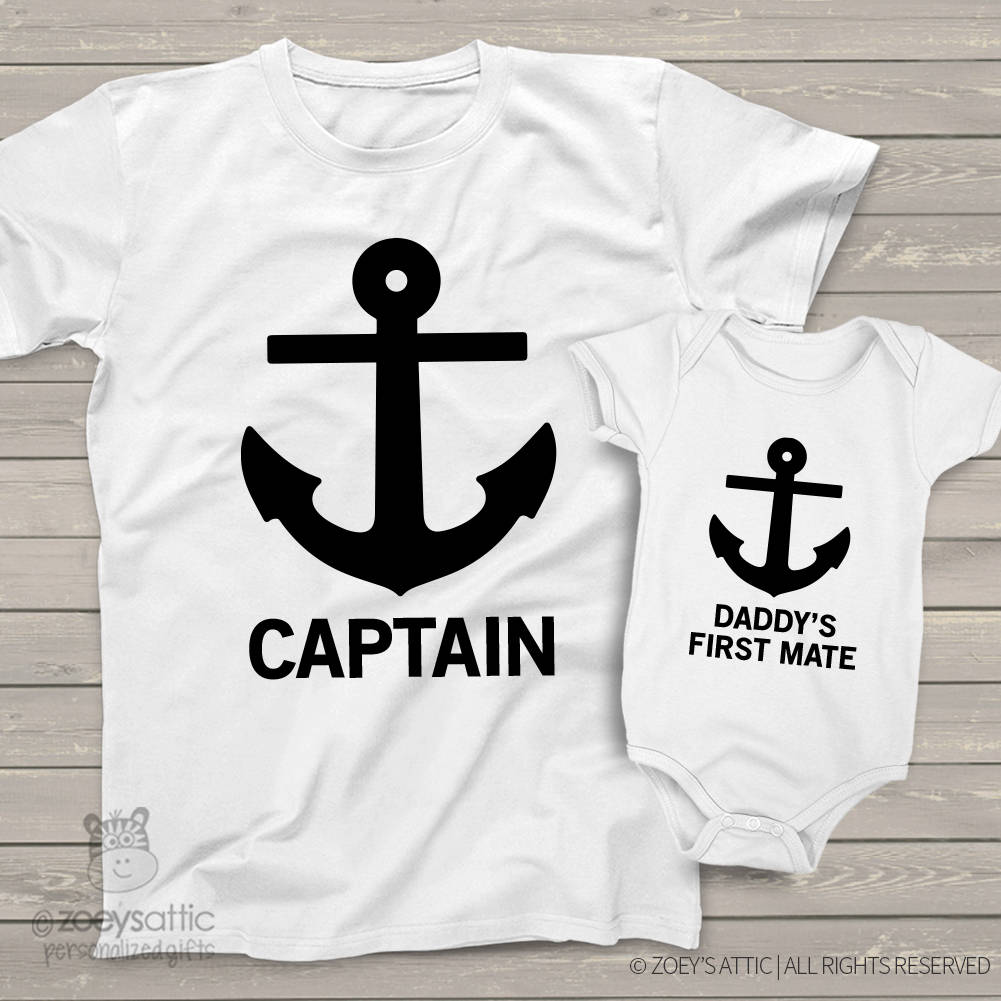 Captain first mate matching dad and kiddo t-shirt or bodysuit | Etsy