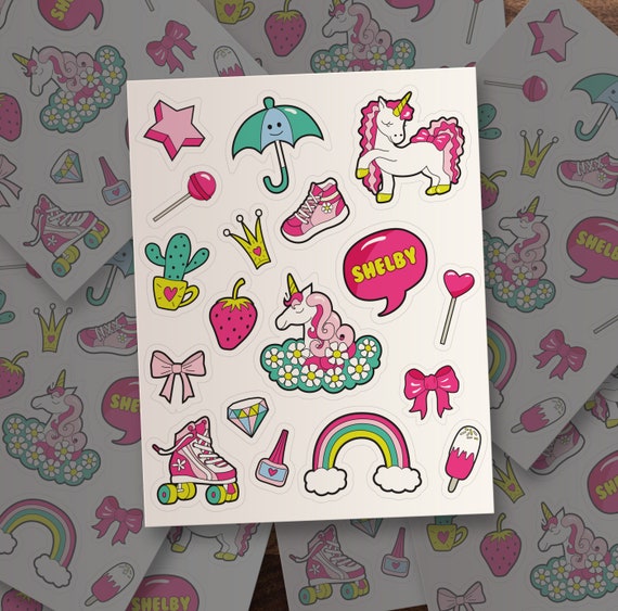 Sticker Sheet Vinyl Decals Girl Personalized Sticker Sheet | Etsy