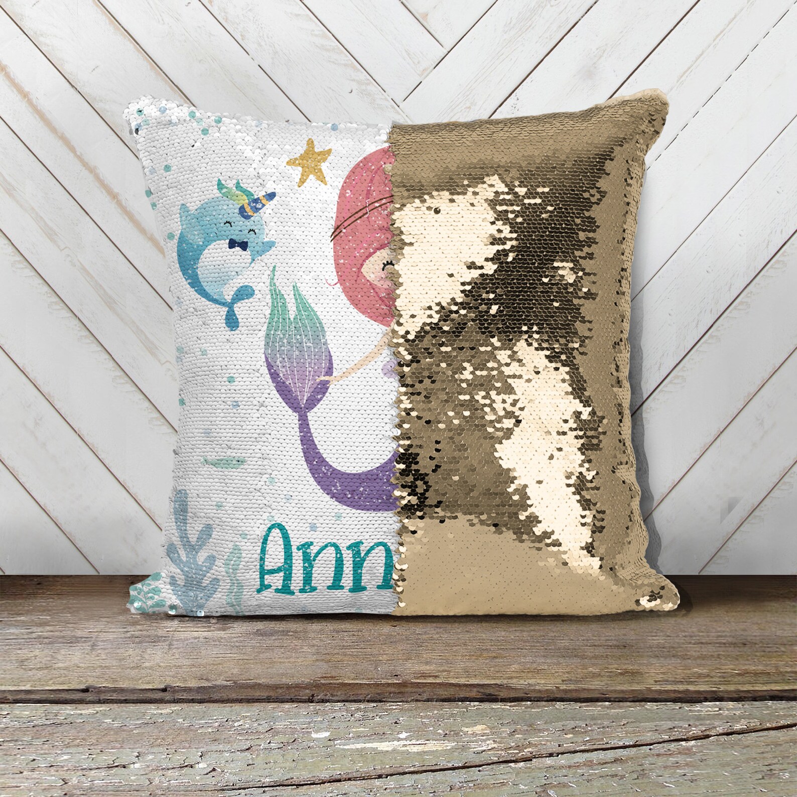 Under the Sea Mermaid Sequin Pillow Reversible Sequin Sea - Etsy