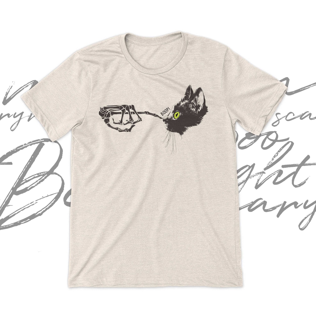 Halloween Shirt | Adorable Cat "boop Skeleton" Hand Unisex Tshirt ...
