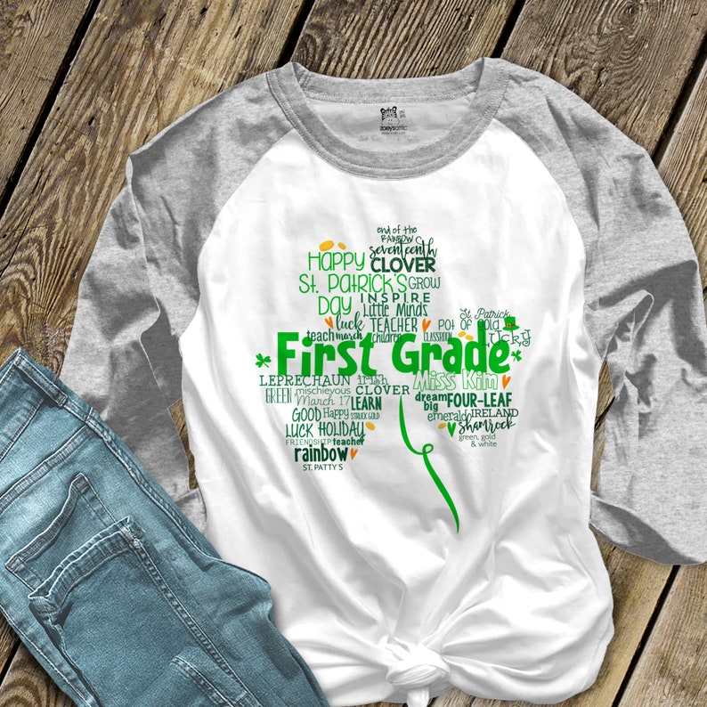 St. Patrick's Day Shamrock Teacher Name Grade Personalized | Etsy