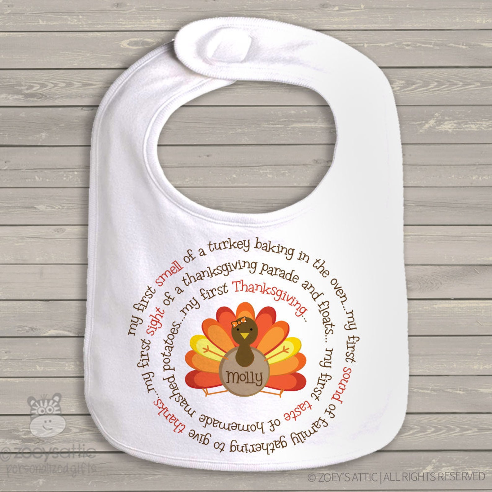 Baby's First Thanksgiving Bib Adorable My First Turkey Day | Etsy