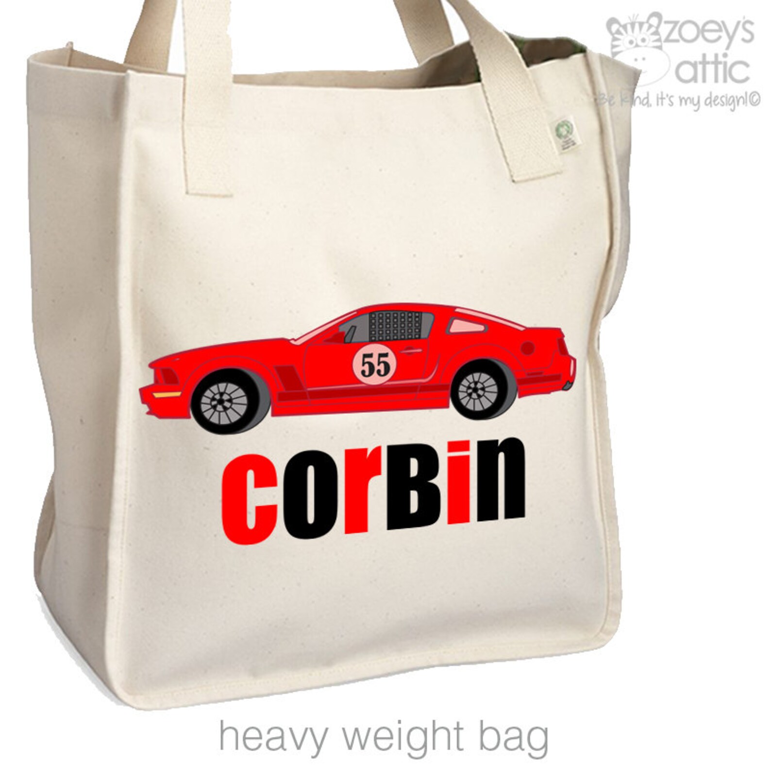 Racecar Bag Red Racing Car Personalized Tote Bag Choose | Etsy