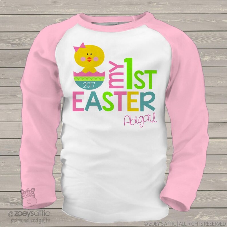 My 1st Easter Shirt Personalized Easter Chick Pink and White | Etsy