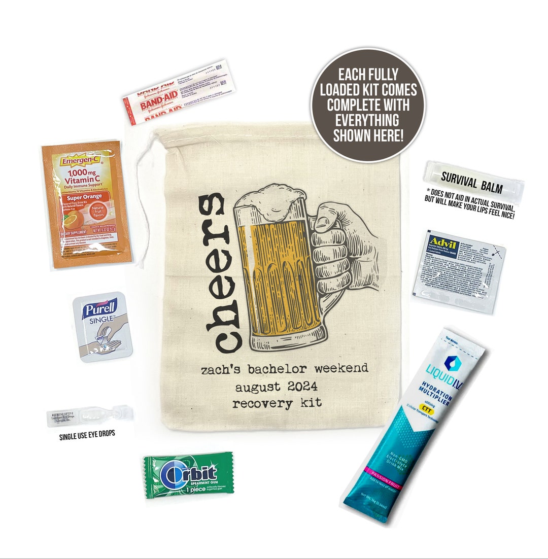 Bachelor Party Hangover Recovery Kit Beer Cheers Drinks Hangover Kit ...
