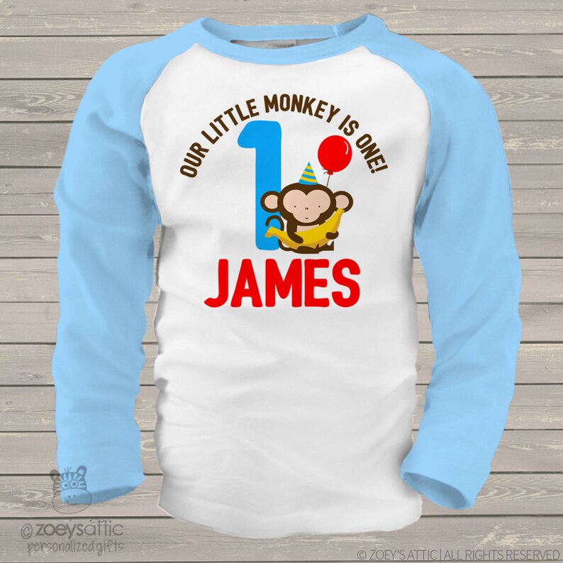 First 1st birthday monkey theme birthday party tshirt little | Etsy