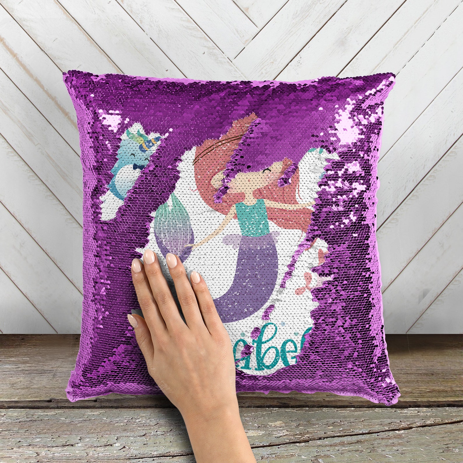 Under the Sea Mermaid Sequin Pillow Reversible Sequin Sea - Etsy