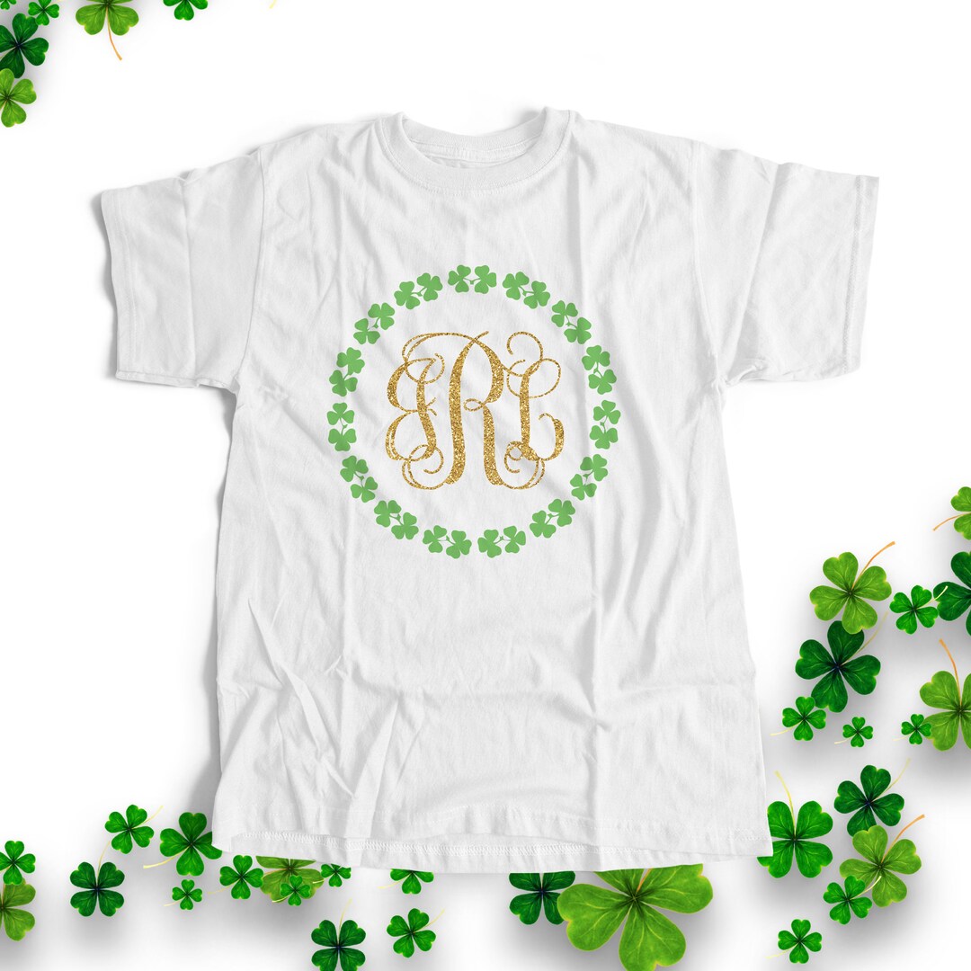 St. Patricks Day Shirt | Monogram Sparkly Glitter or Foil Vinyl Tshirt ...