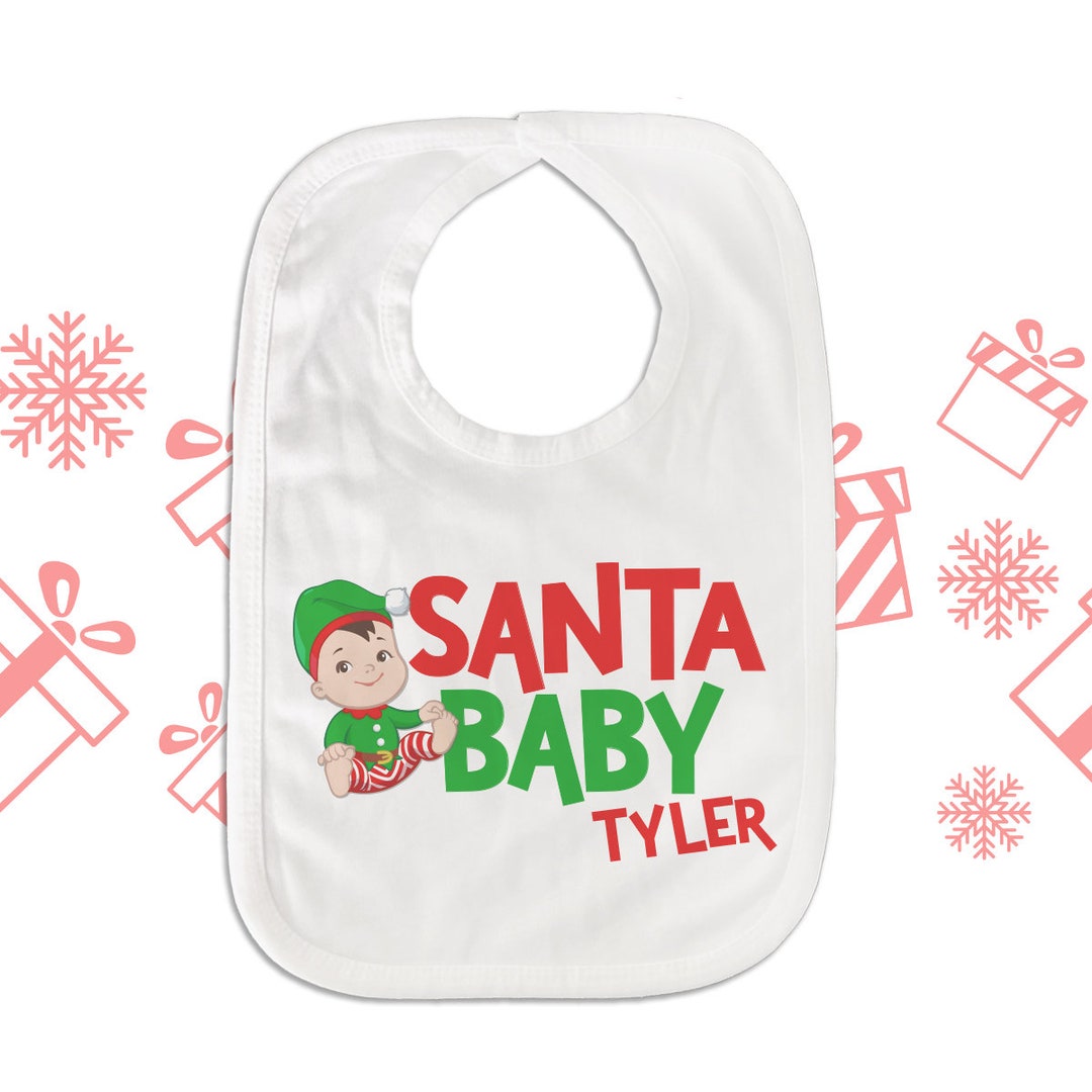 Christmas Santa Baby Boy or Girl Personalized Bib - Adorable First ...