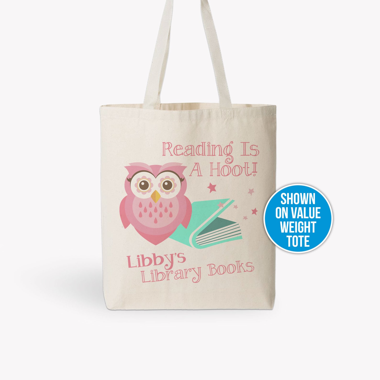 Girl Owl Library Book Reading is a Hoot Personalized Tote Bag - Etsy