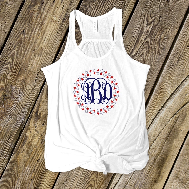 Star Spangled Patriotic Monogrammed Flowy Tank Top - Etsy