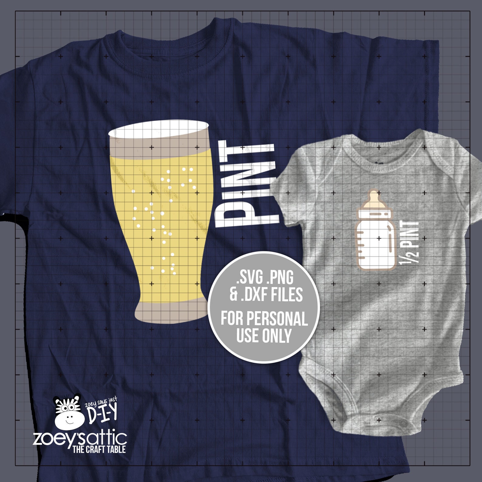 Father's Day Svg Pint Half Pint Set .svg .png Digital File for PERSONAL ...