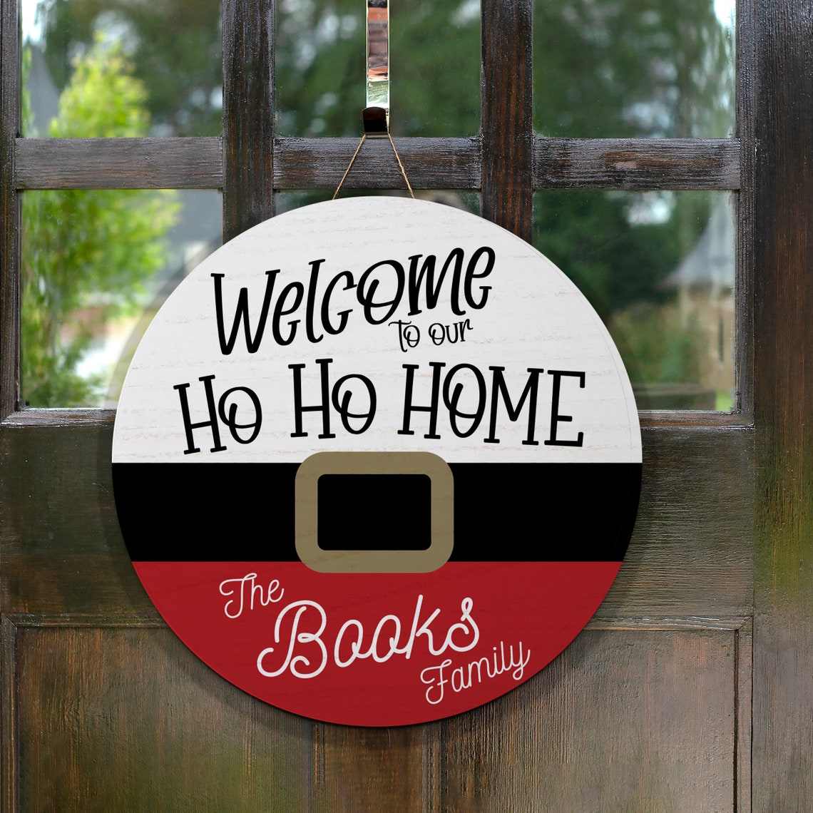 Round Christmas Santa Ho Ho Home Sign Large Round Christmas ...