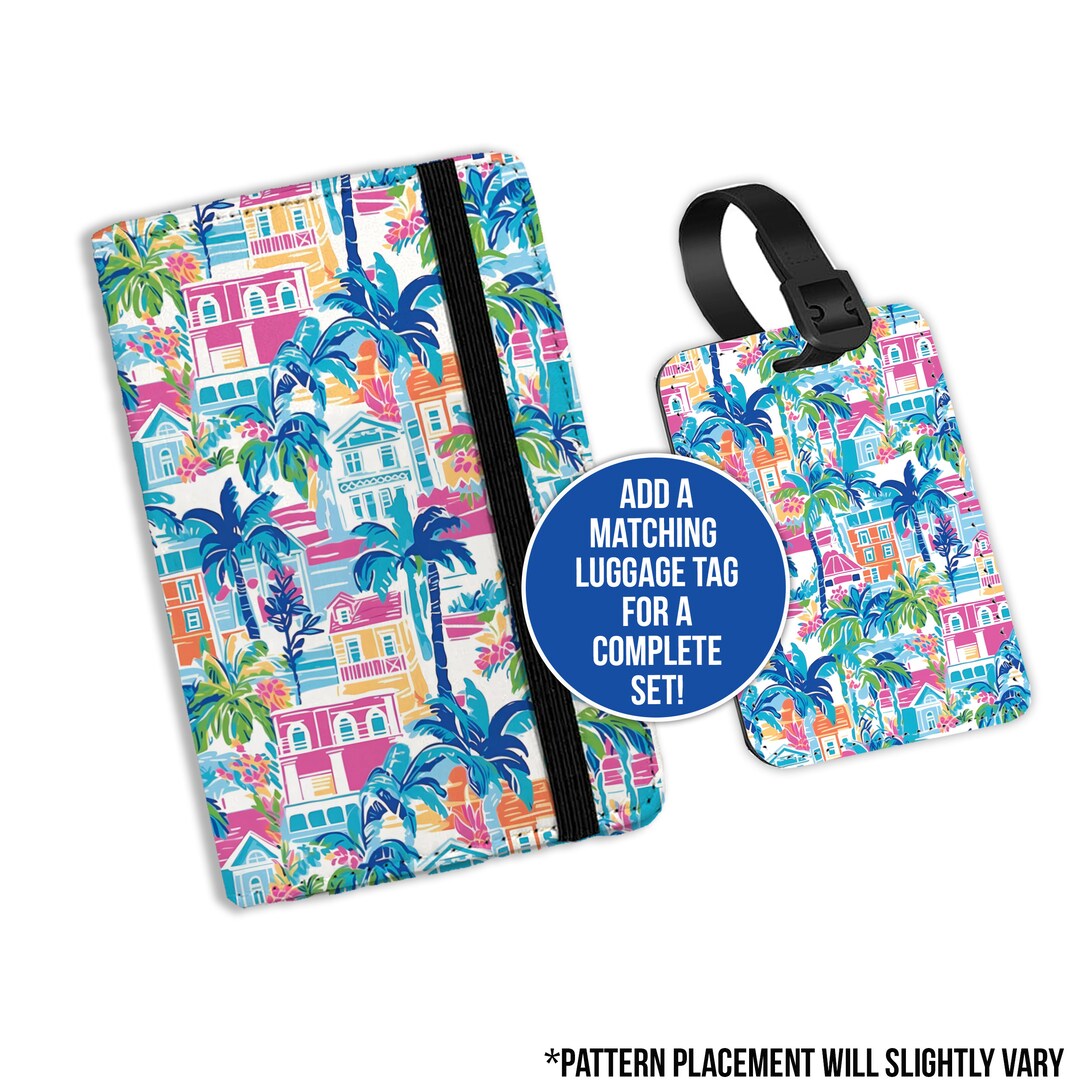 Cute Preppy Luggage Tag or Passport Holder Seaside Colorful Beach ...