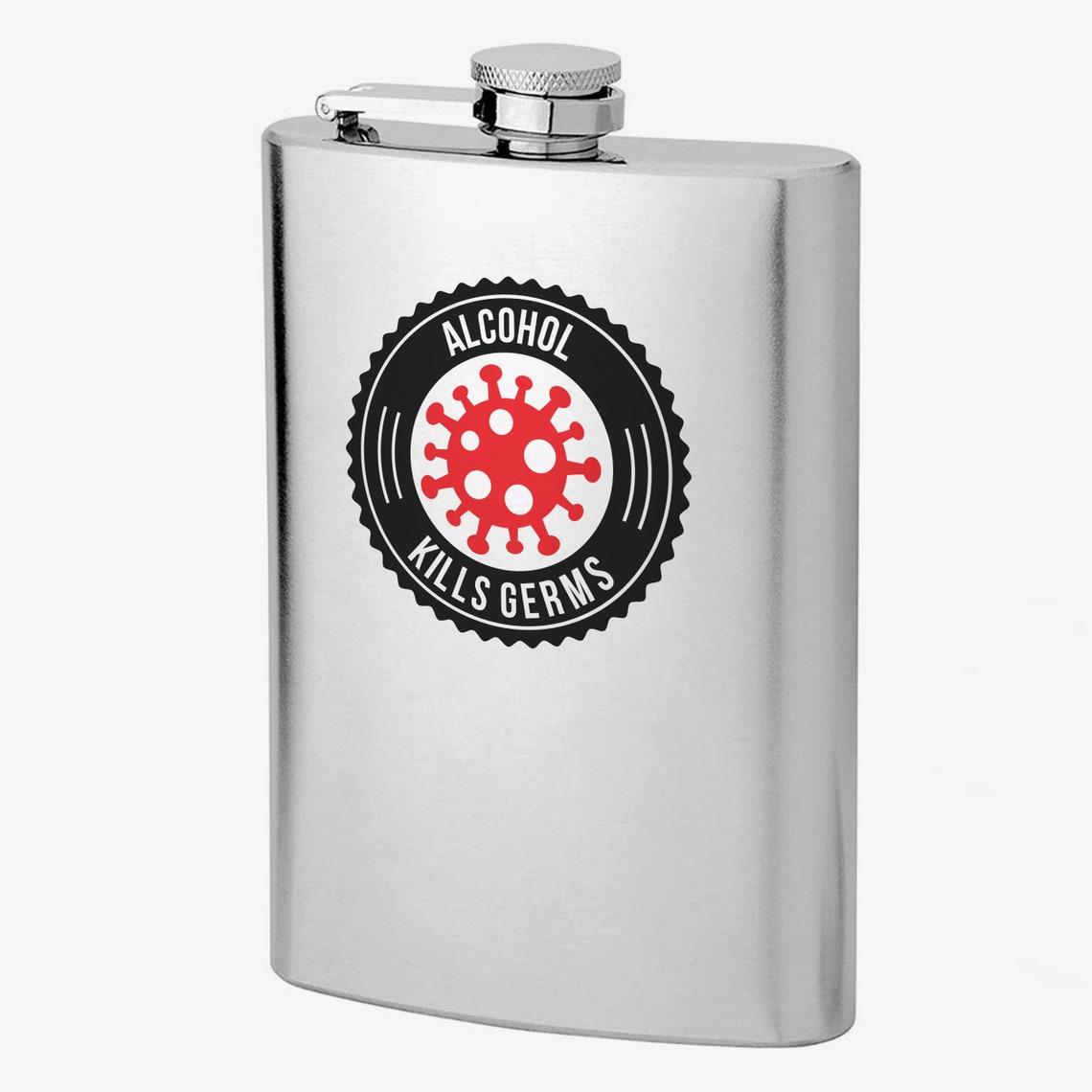 Stainless Steel Hip Flask | Funny Alcohol Kills Germs Flask | Polished ...