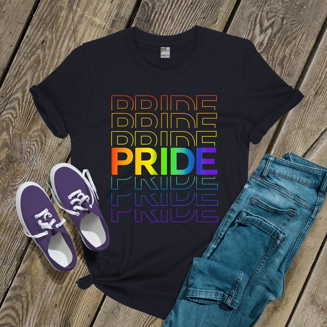 Pride Shirt | Gay Pride Rainbow Pride Repeating Word Unisex DARK Tshirt ...