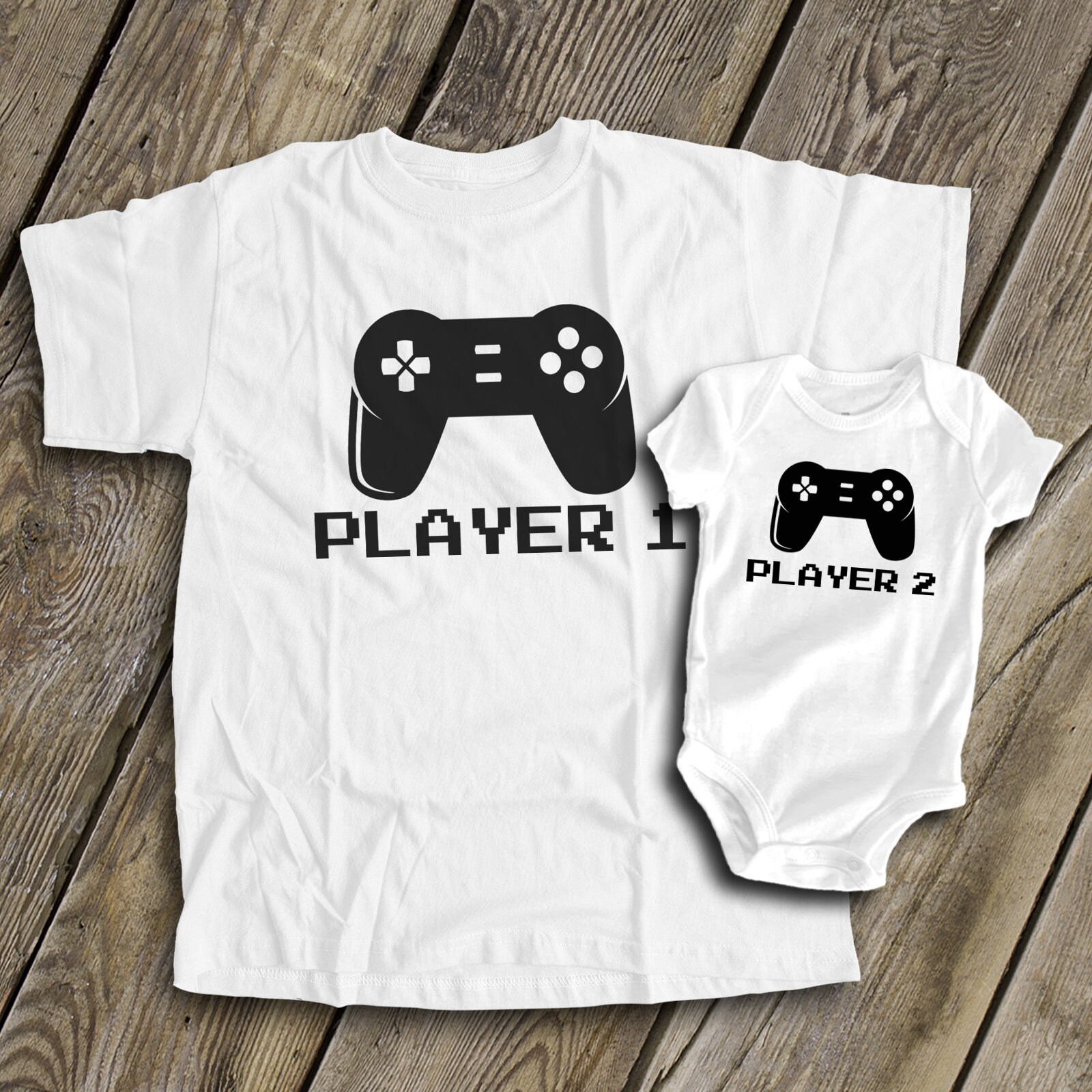 Video game player 1 and player 2 matching dad and kiddo | Etsy