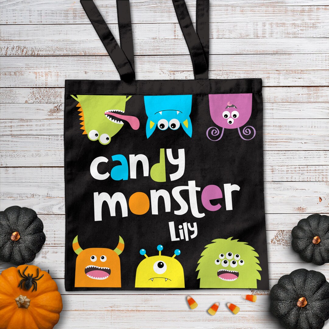 Trick or Treat Bag Personalized Candy Monster Halloween Bag - DARK ...