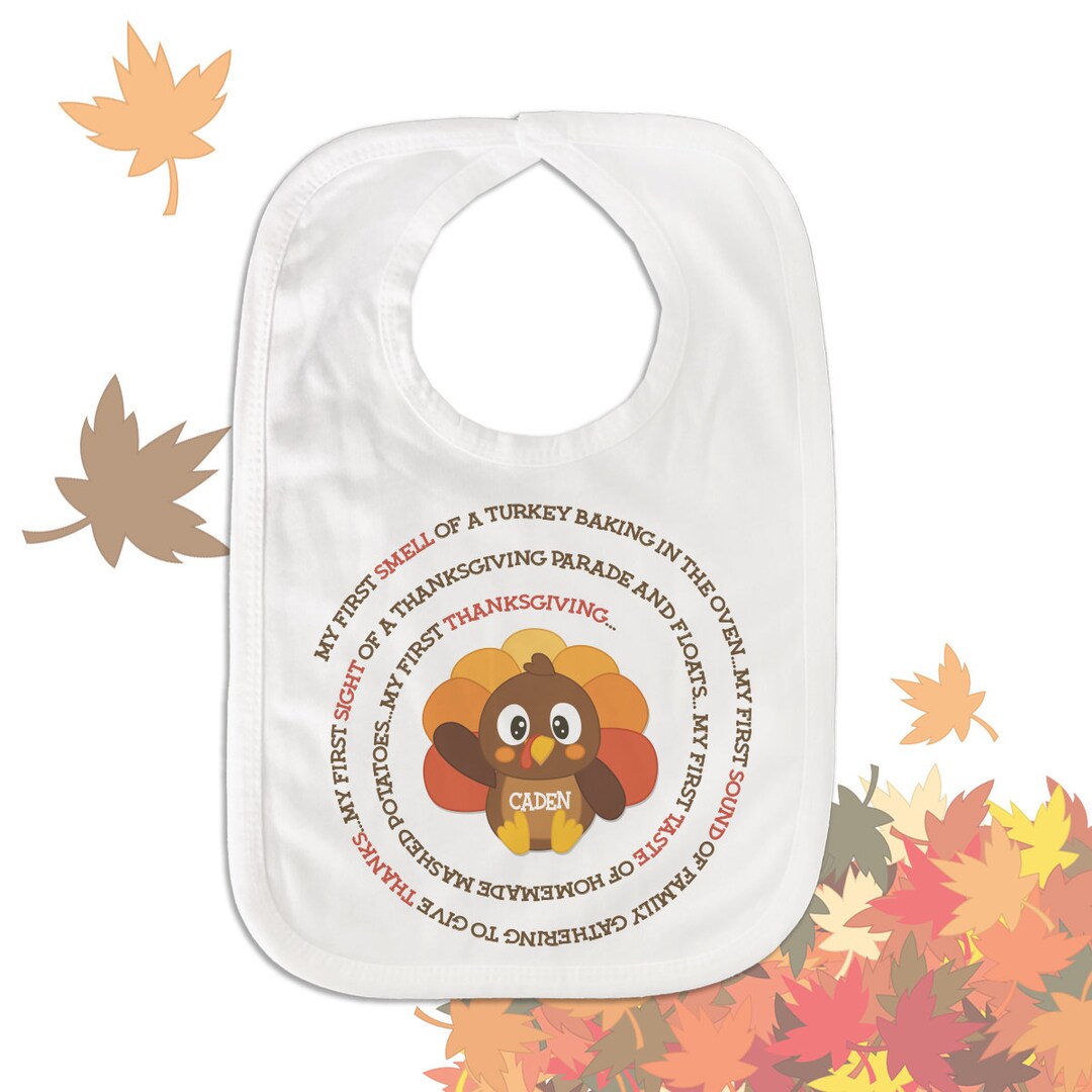 Baby's First Thanksgiving Bib Adorable My First Turkey Day Baby Bib for ...