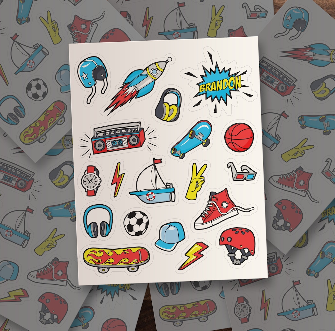 Sticker Sheet Vinyl Decals | Boy Personalized Sticker Sheet | Soccer ...