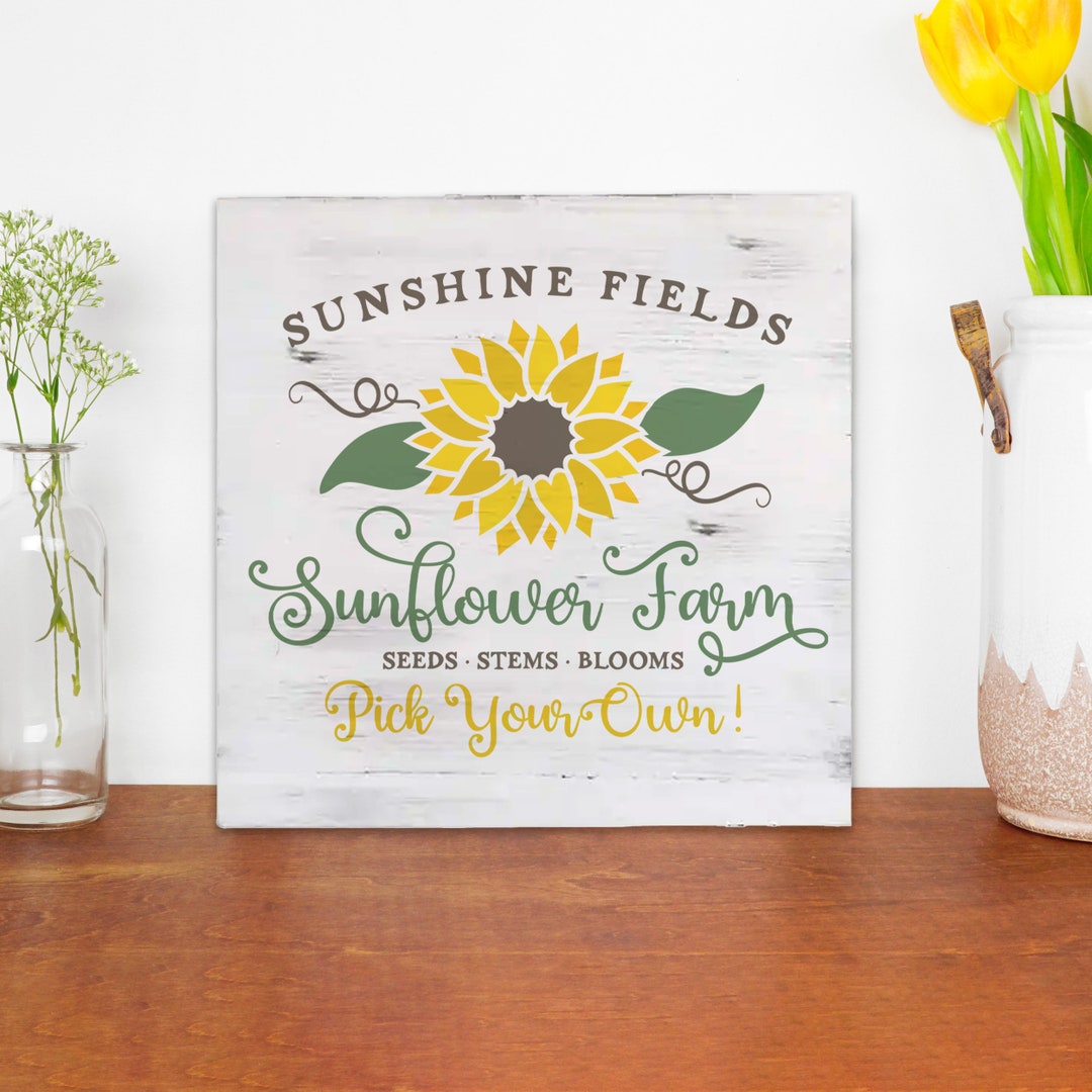 Summer Sunflower Farm Rustic Decor Sunshine Fields Wood Signs Summer ...