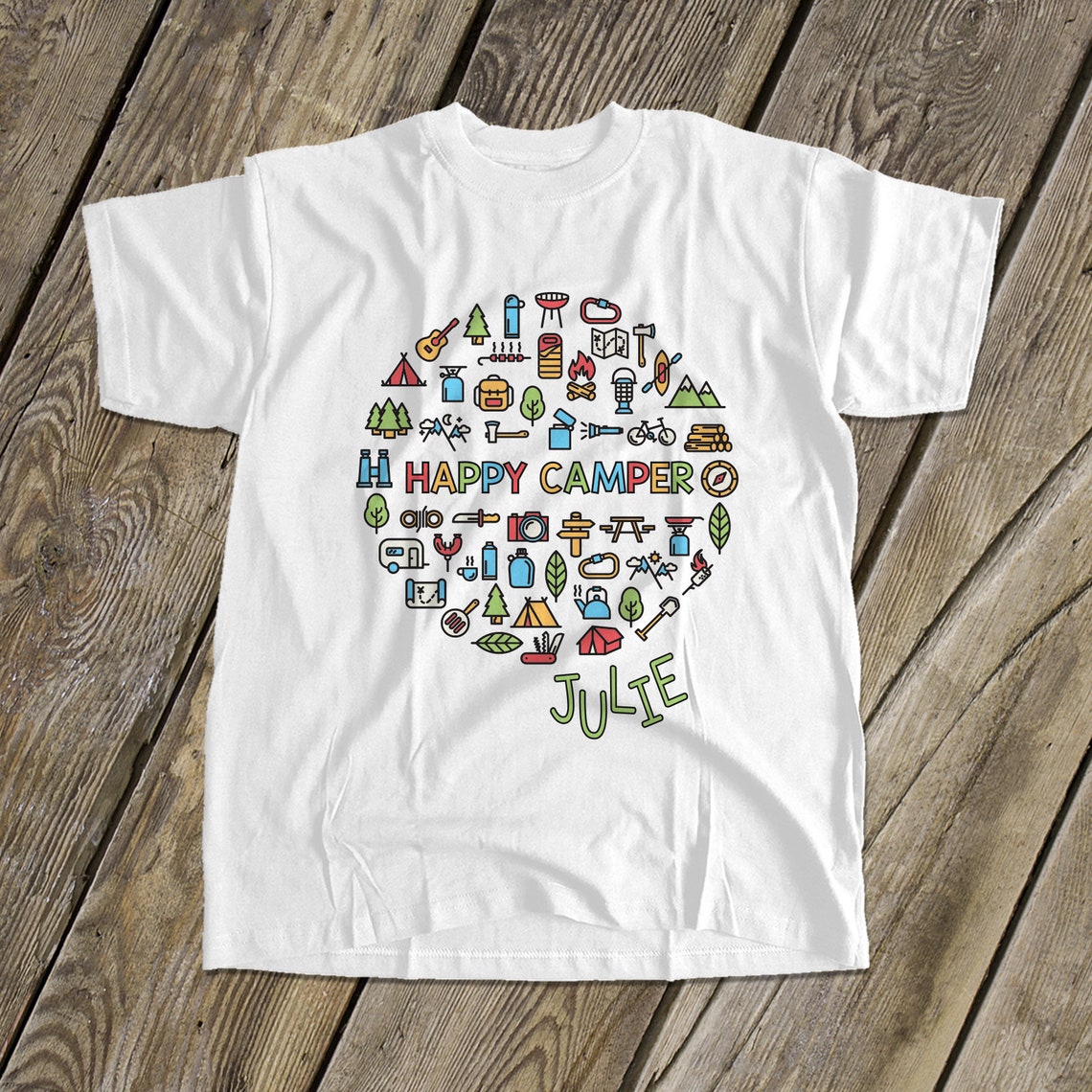 Happy Camper - Kids Camping Shirt - Fun Vacation Tshirt Summer Camp ...